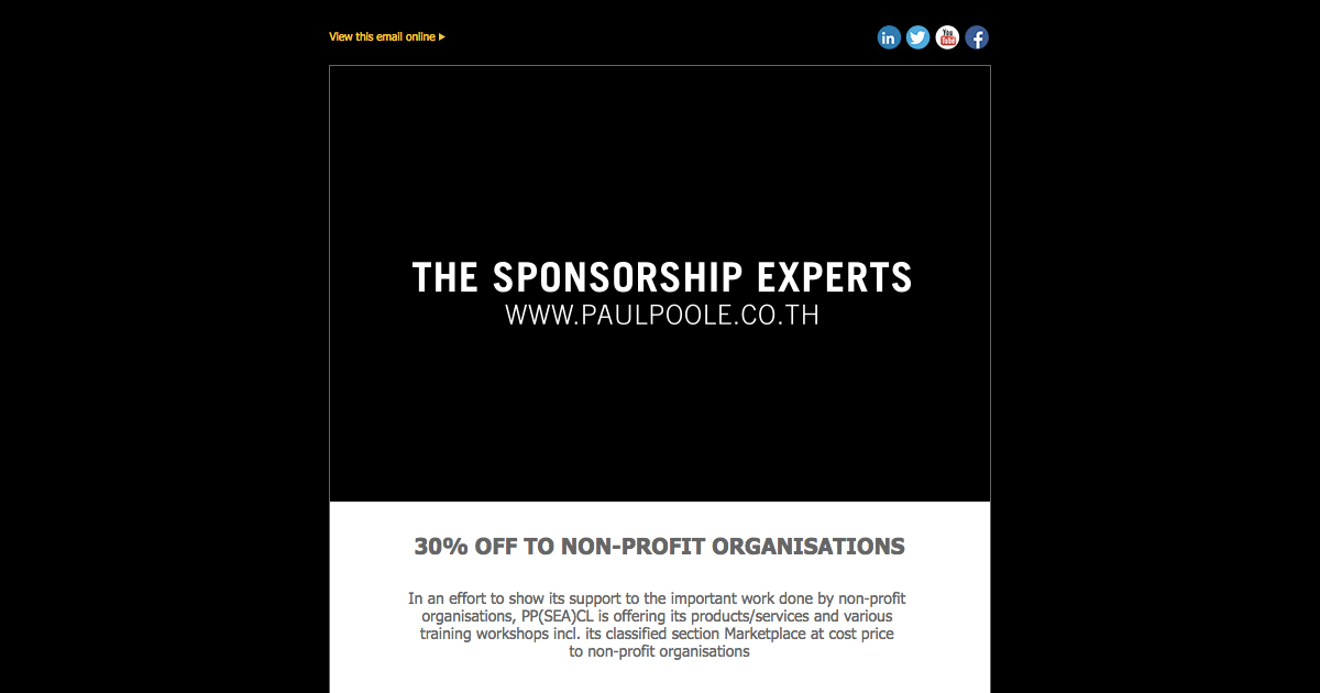 30% off to non-profit organisations