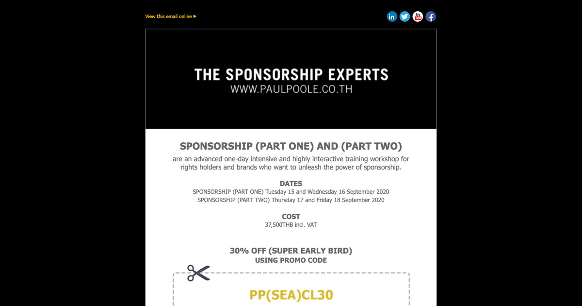 Sponsorship (Part One) and (Part Two) - 30% off (super early bird ...